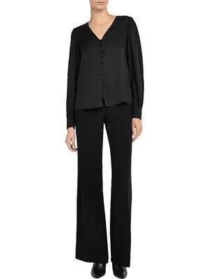 Kobi Halperin Maren Silk Stretch V Neck Blouse - Black