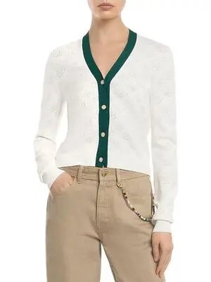Casablanca Pointelle Monogram Cardigan - White