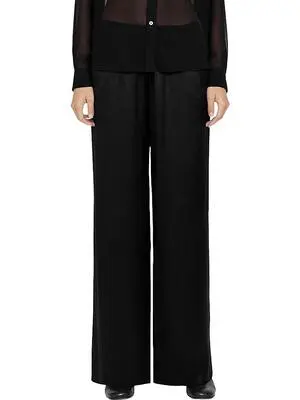 ALLSAINTS Lycia Satin Crepe Wide Leg Pants - Black
