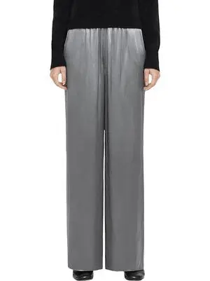 ALLSAINTS Lycia Satin Crepe Wide Leg Pants - Smoke Grey