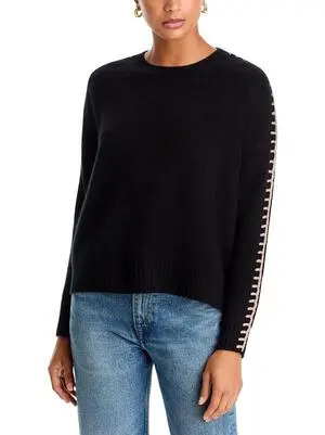 Bloomingdale'S Whipstitch Crewneck Cashmere Sweater Exclusive - Black
