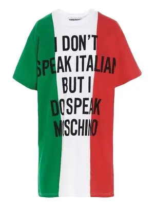 Moschino Italian Slogan Print T-shirt Dress - White