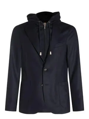 Eleventy Single-breasted Hooded Blazer - Blue