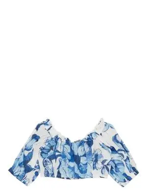FARM RIO Farm Rio Floral Printed Off-Shoulder Cropped Top