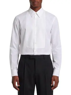 Saint Laurent Pleated Plastron Dress Shirt - Banc
