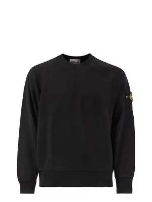 Stone Island Organic-cotton Fleece Sweatshirt - Black