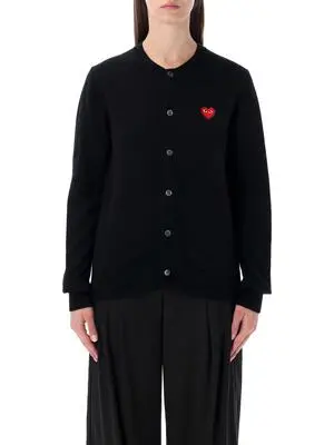 Play Comme Des Garcon Play Heart Patch Wool Cardigan - Nero