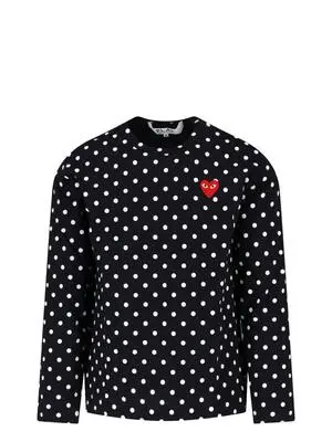 Play Comme Des Garcon Comme Des Garcons Play Polka Dot Heart Logo Sweatshirt Black