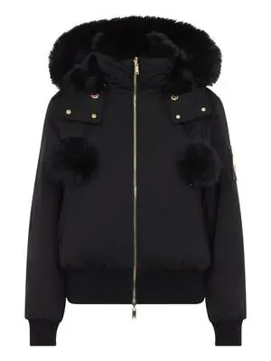 Moose Knuckles Luxury Satin Bomber Down Jacket - Black