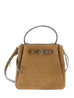 Tory Burch Tory Burch Romy Suede Bucket Handbag Stone