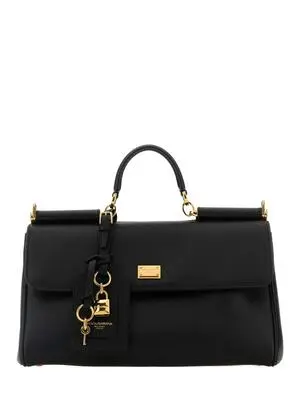 DOLCE & GABBANA Dolce & Gabbana Sicily Calf Leather Shoulder Handbag With Golden Hardware