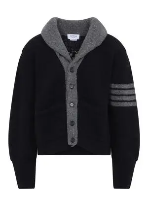 Thom Browne Thom Browne Intarsia Scarf-Collar Cardigan T-Shirt Navy