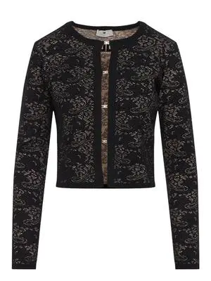 Elisabetta Franchi Lace-knit Cardigan Sweater - Black