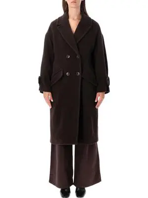 SESSUN Double-breasted Wool-blend Coat - Marrone