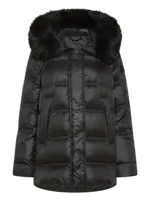 Peuterey Fur-trim Hooded Down Puffer Coat - Nero
