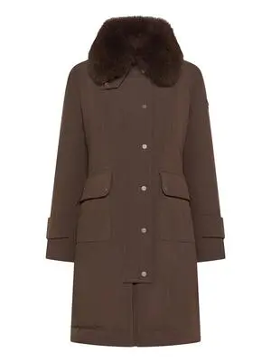 Peuterey Down Coat With Fur Collar - Chicory Coffee