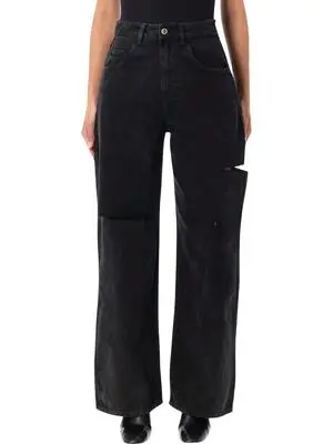 ICON DENIM LOS ANGELES Icon Denim Women's Cutout Detail Wide-Leg Jeans Nero
