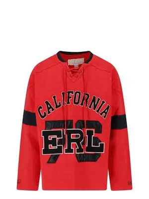 ERL Lace-up Graphic Sweatshirt - Red