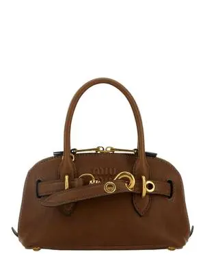 Miu Miu Mini Aventure Leather Mini Handbag - Beige O Tan