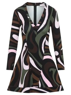 Emilio Pucci Printed Long-sleeve Mini Dress - Multicolour