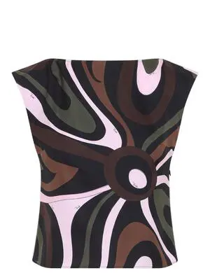 Emilio Pucci Pucci Printed Silk Sleeveless Top Multicolour