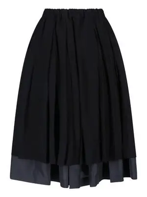 Comme Des Garçons Layered Pleated Midi Skirt - Black
