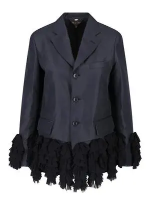 Comme Des Garçons Ruffle Hem Tailored Blazer - Grey