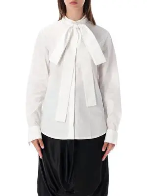 7 For All Mankind Bow-tie Neck Button-up Blouse - Bianco