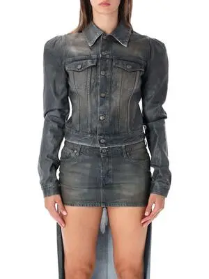 7 FOR ALL MANKIND 7 For All Mankind Women's Fitted Denim Jacket With Puff Shoulders
