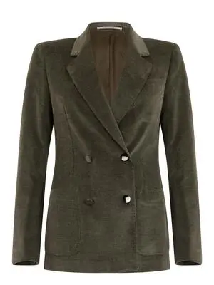 0205 TAGLIATORE 0205 Tagliatore Double-Breasted Velvet Jacket With Notched Lapel