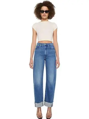 MOTHER The Half-pipe Flood Cuff Fray Get Two Birds Stoned Jeans - Blue