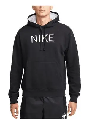 Nike Club Fleece Embroidered Logo Hoodie - Black