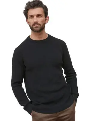 PAUL JAMES Cotton Lightweight Fisherman Rib Sweater - Black