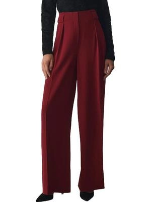 The Fold High Rise Palazzo Trousers Red