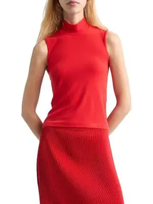 MELITTA BAUMEISTER Mock Neck Sleeveless Top - Bold Red