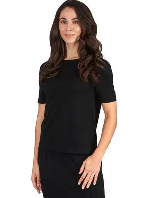 PAUL JAMES Cassie Saddle Shoulder Knitted T-shirt Black