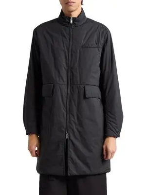 Undercover Leather Trim Insulated Cotton Coat - Black