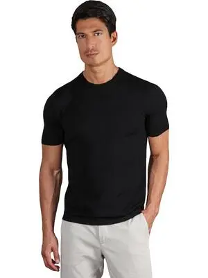 PAUL JAMES Superfine Merino Wool Knitted T-shirt Black