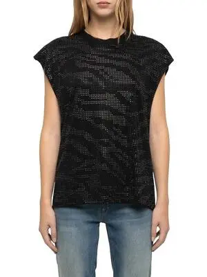 Zadig&Voltaire Strass Cloe Cotton Top - Black