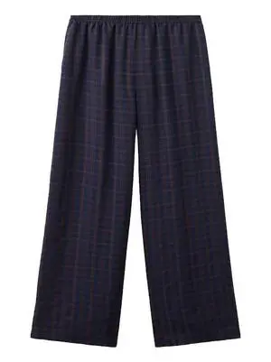 Mango Dara Plaid Straight Leg Trousers - Blue