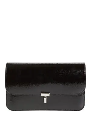 TOTEME T-lock Grained Patent Leather Crossbody Bag - Black