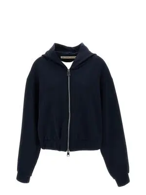 META CAMPANIA COLLECTIVE Felpa Con Capuccio E Zip In Jersey Scuba Claude - Blue