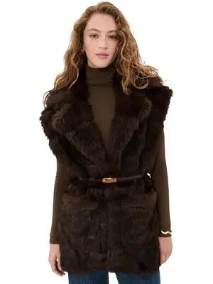 Bardot Brentley Faux Fur Vest - Dark Choco