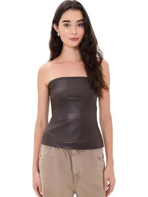 Susana Monaco Faux Leather Tube Top - Java