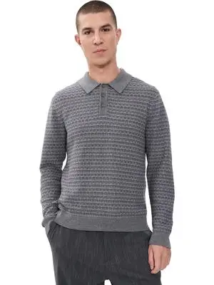 WAX LONDON Oban Mini Geo Polo Sweater - Grey