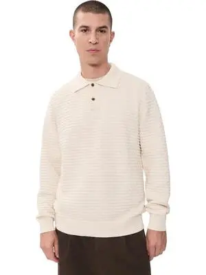 LES DEUX Check Structure Knitted Polo - Light Ivory