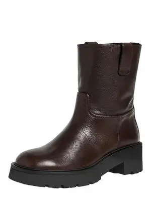 STUART WEITZMAN Ren Leather Booties - Walnut