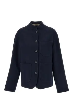 META CAMPANIA COLLECTIVE Giacca Camicia Julian In Lana, Seta E Cashmere - Blu