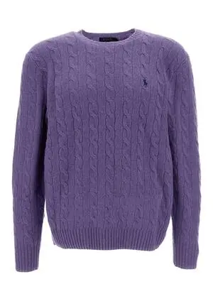 Polo Ralph Lauren Girocollo In Lana E Cashmere A Trecce - Viola