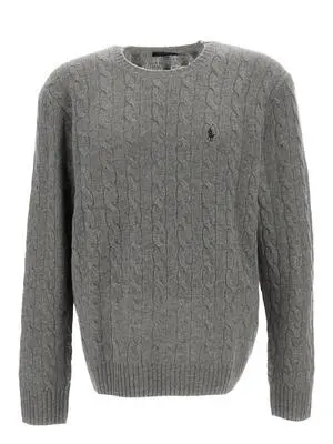Polo Ralph Lauren Girocollo In Lana E Cashmere A Trecce - Grigio